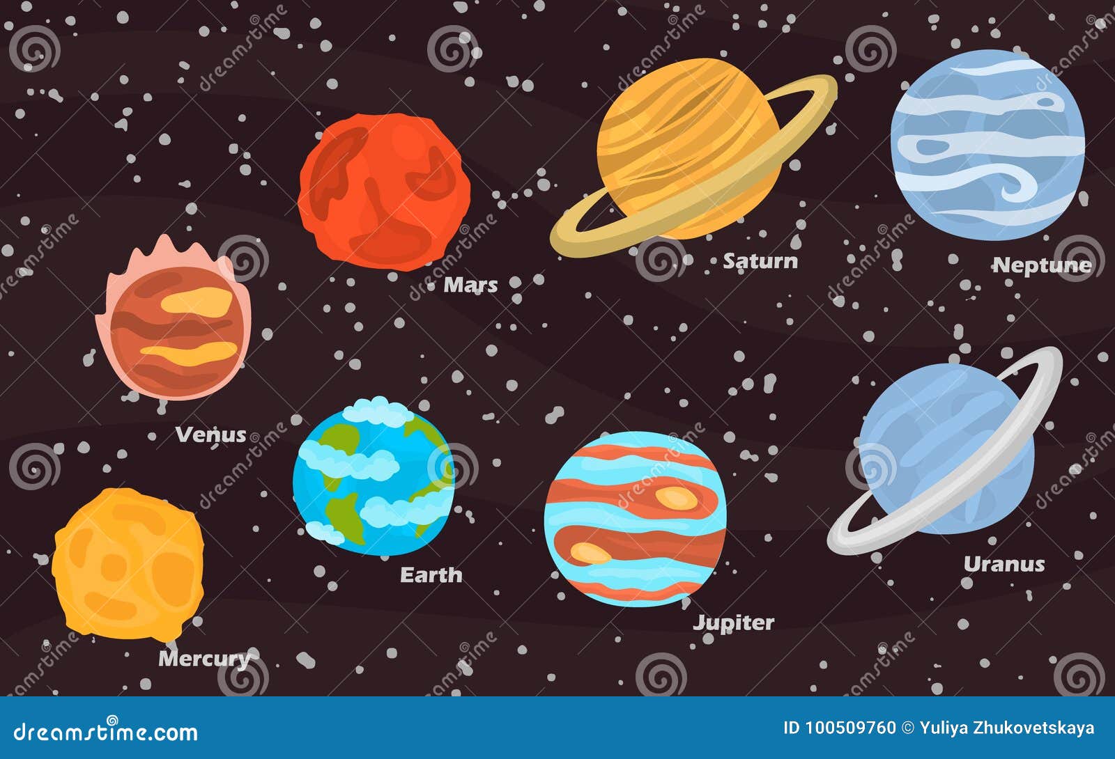 Planets of Solar System Color Icons Set on Space Background Stock ... Planets of Solar System Color Icons Set on Space Background Stock ...
