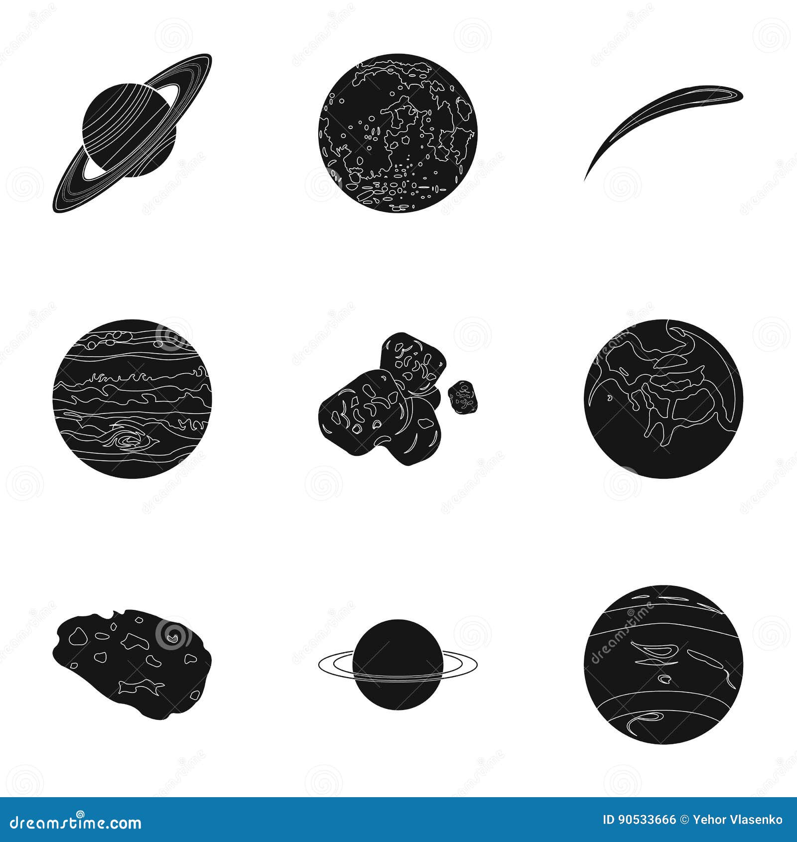 Planets of the Solar System. Cosmic Objects Stock Vector - Illustration ...