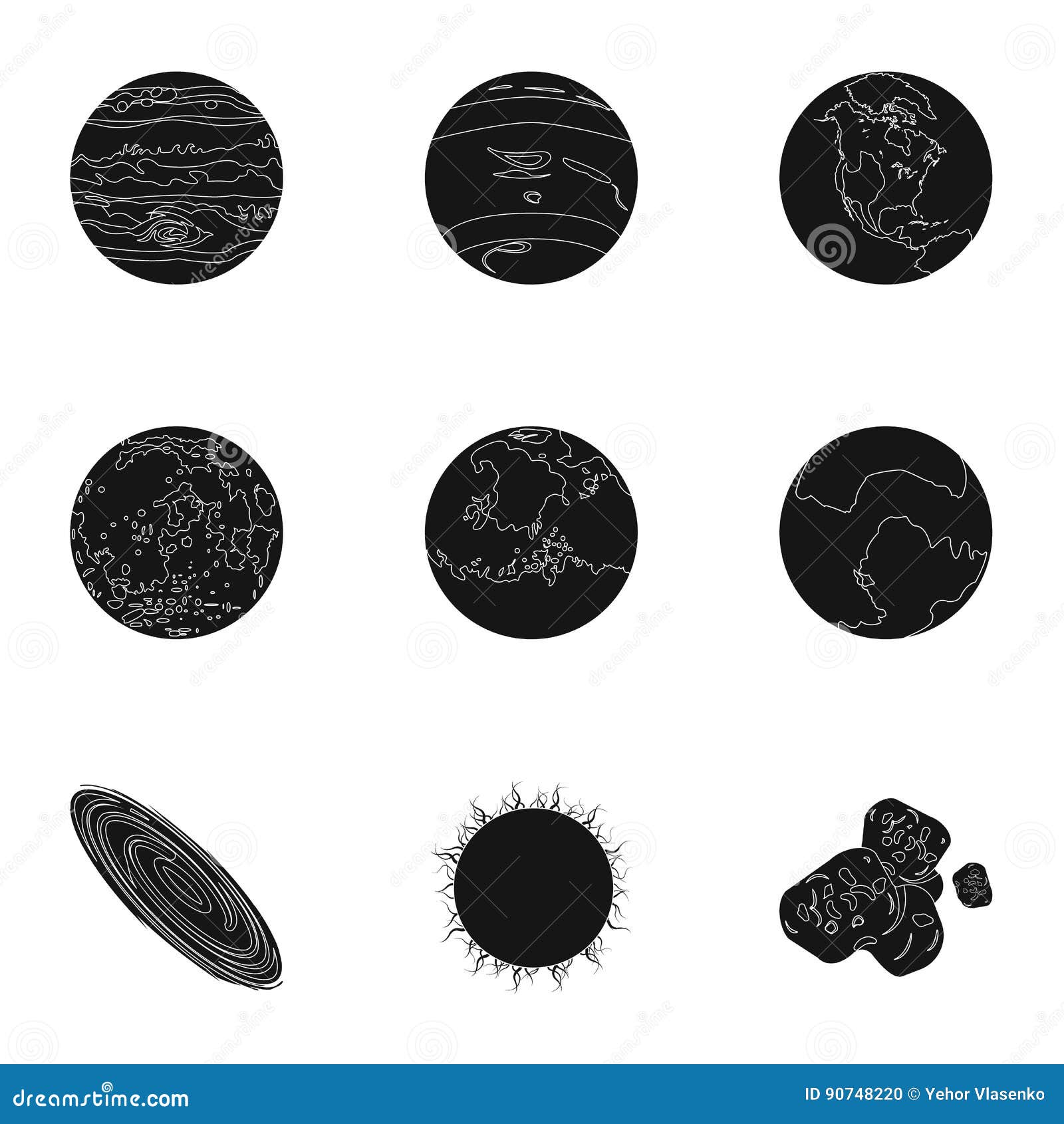 Planets of the Solar System. Cosmic Objects Stock Vector - Illustration ...