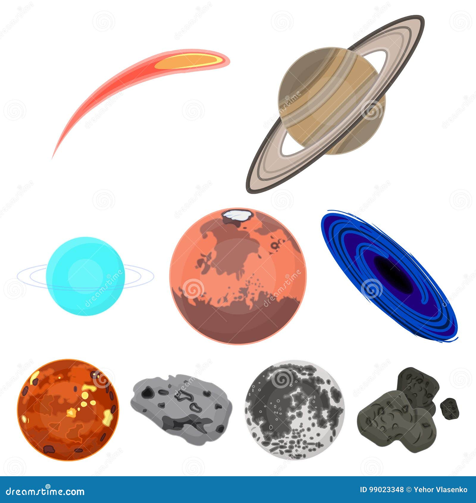 Planets Of The Solar System. Cosmic Objects. Planets Icon In Set ...