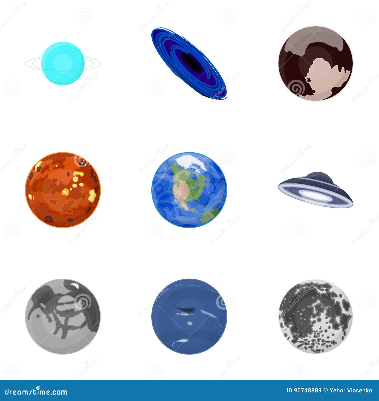 Planets of the Solar System. Cosmic Objects Stock Vector - Illustration ...