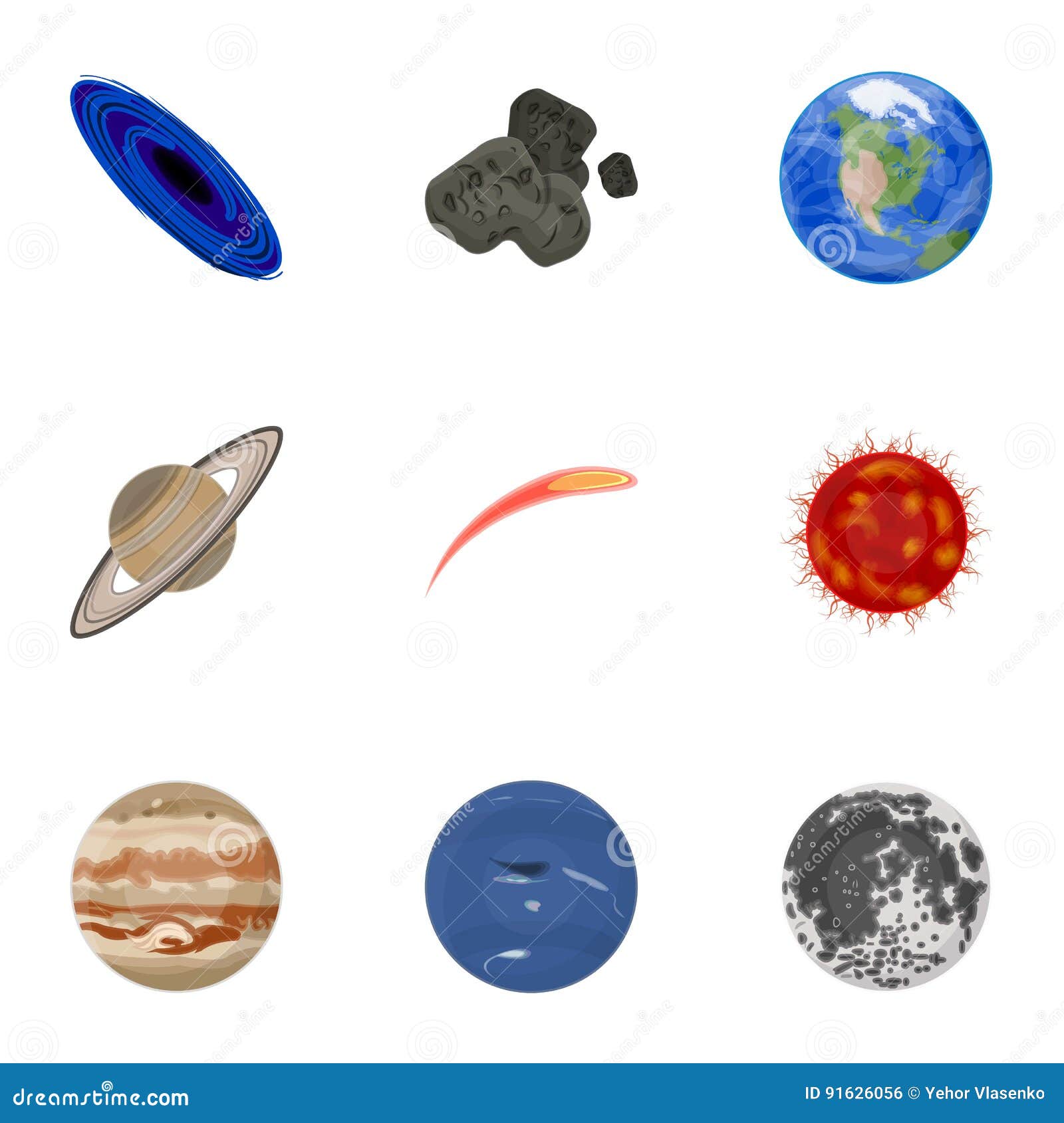Planets of the Solar System. Cosmic Objects Stock Vector - Illustration ...