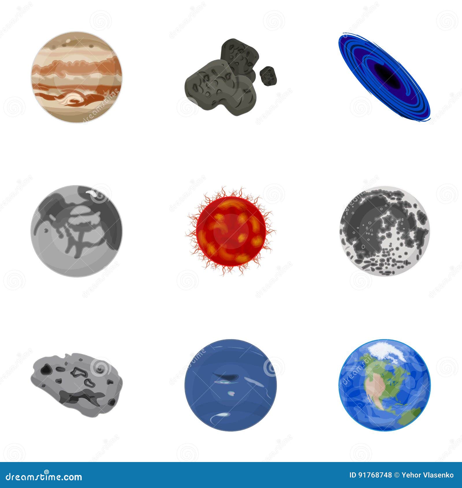 Planets of the Solar System. Cosmic Objects Stock Vector - Illustration ...
