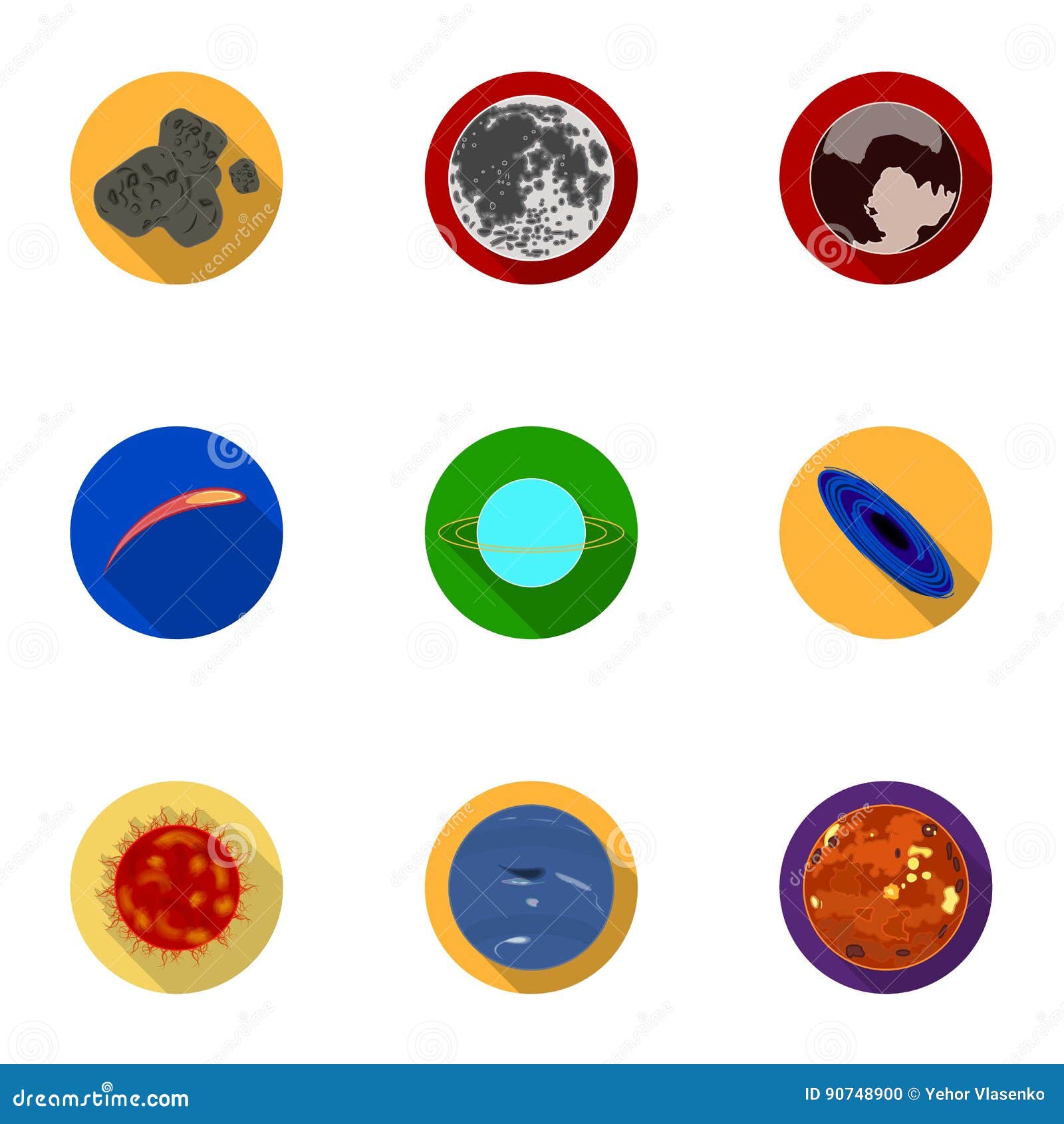 Planets of the Solar System. Cosmic Objects Stock Vector - Illustration ...