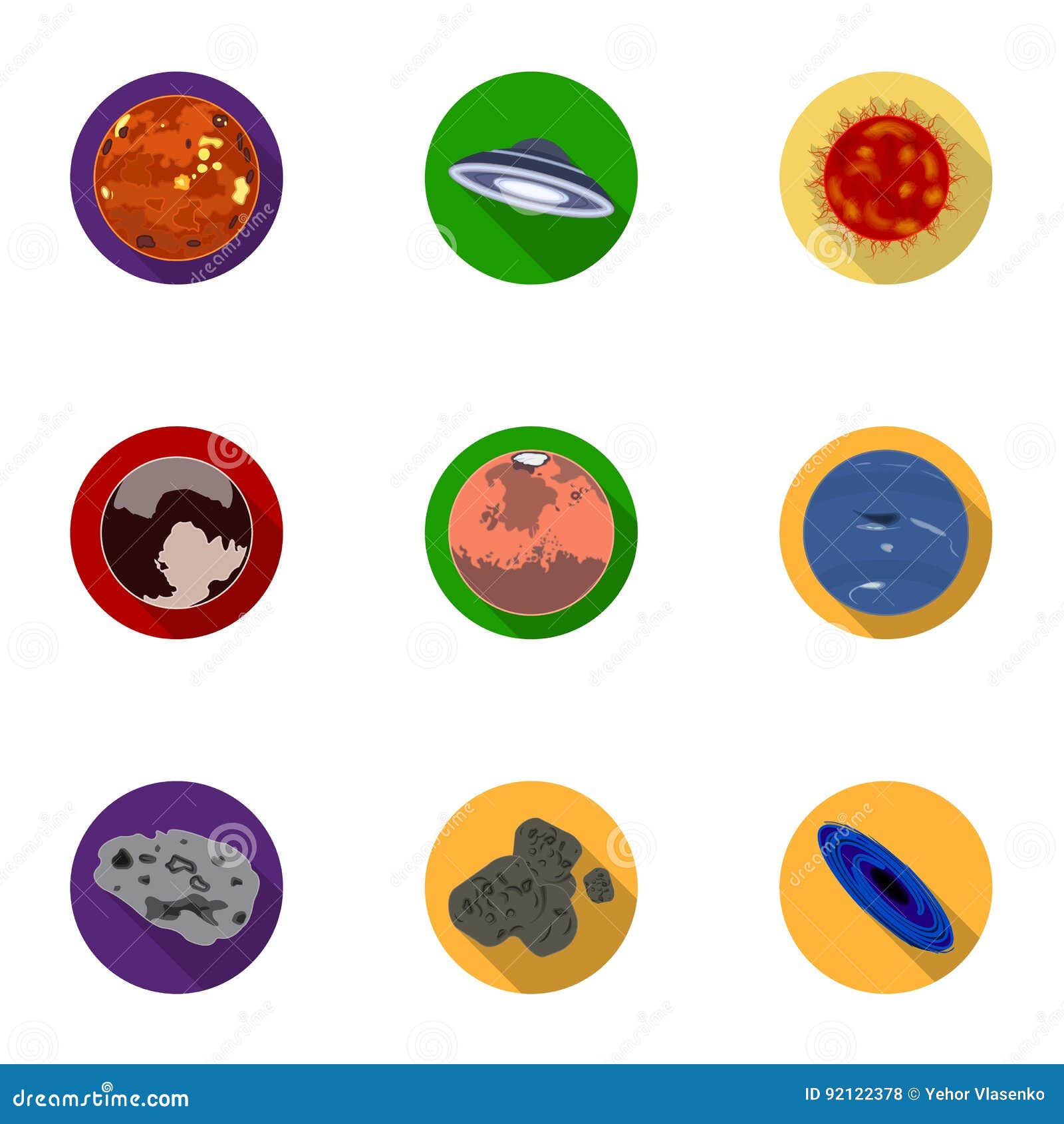 Planets of the Solar System. Cosmic Objects Stock Vector - Illustration ...