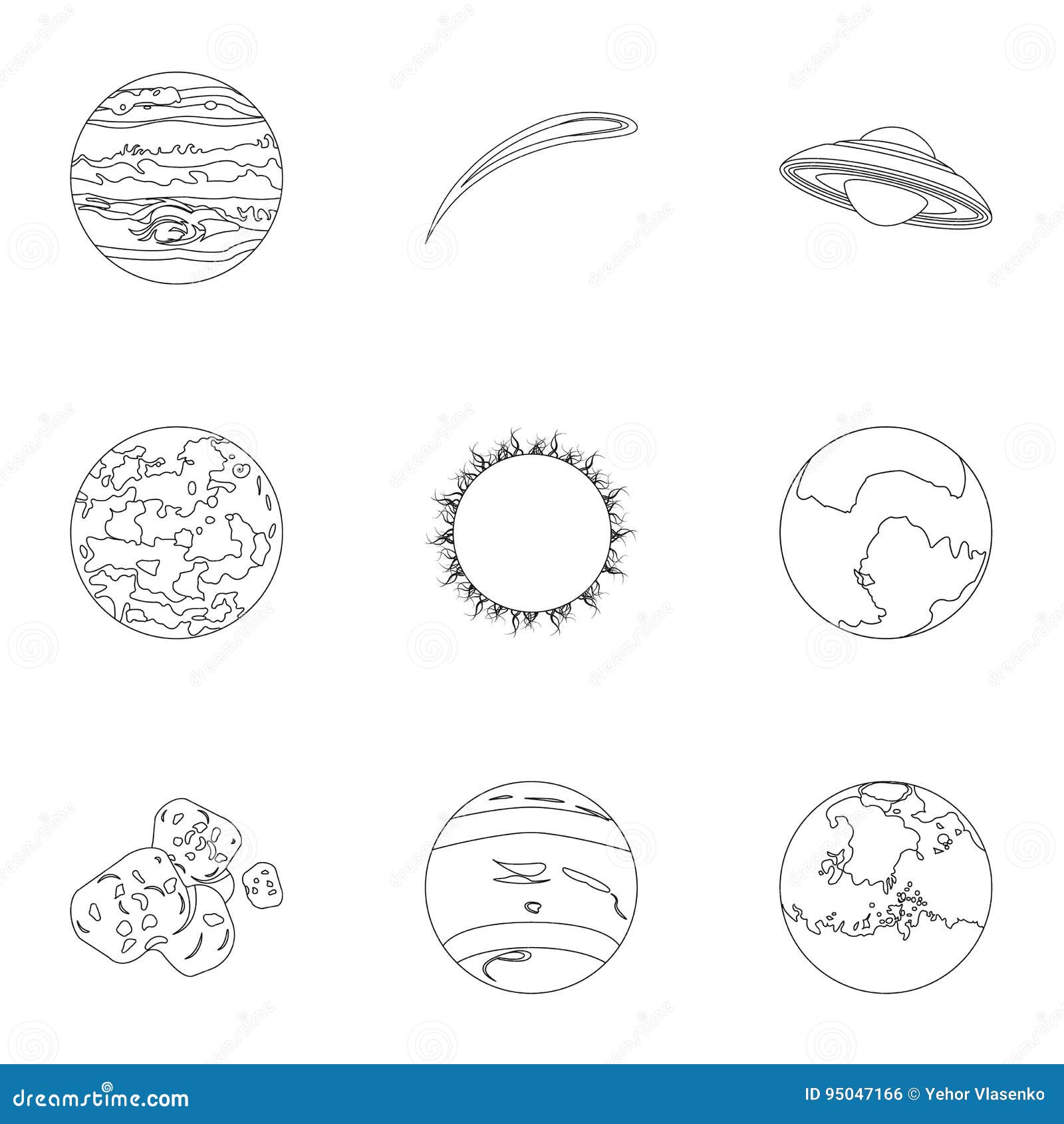 Planets of the Solar System. Cosmic Objects Stock Vector - Illustration ...