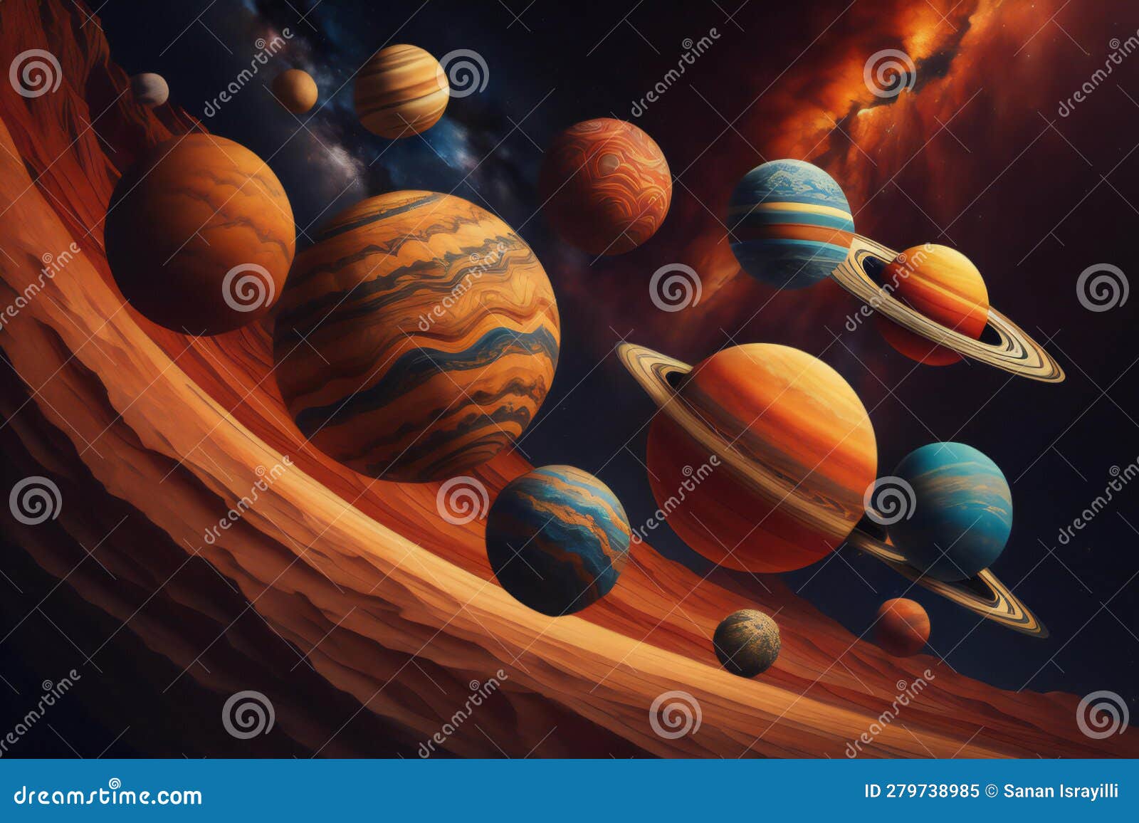 Planets of the Solar System. Solar System. Cosmos Art Stock ...