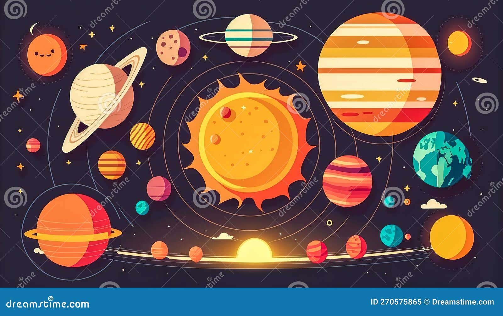 Planets of the Solar System, Generative AI. Stock Illustration ...