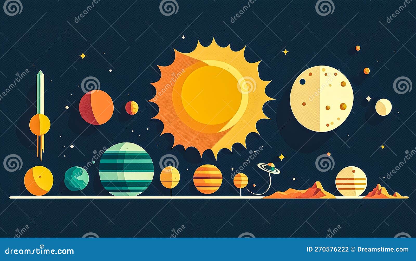 Planets of the Solar System, Generative AI. Stock Illustration ...