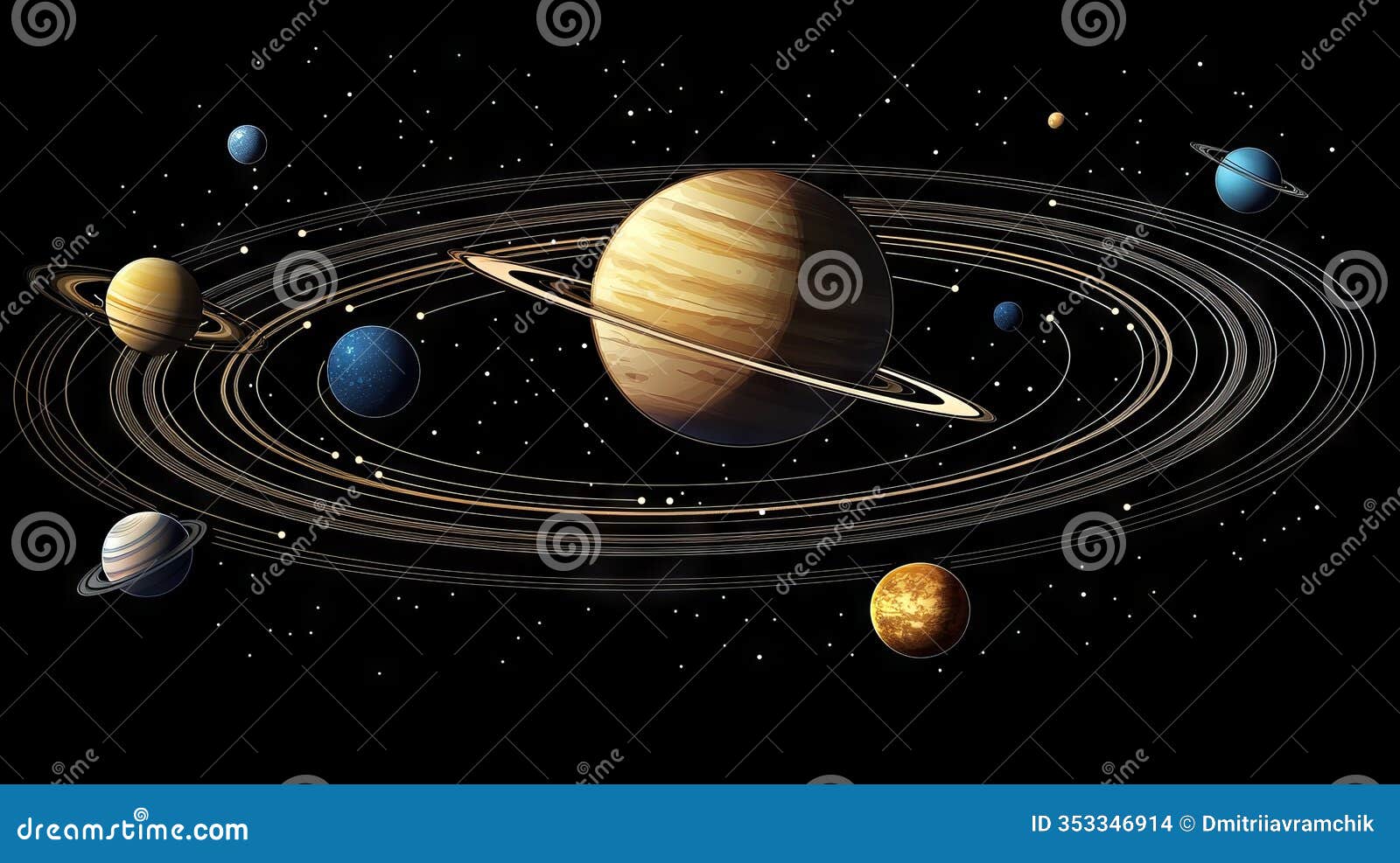 The Planets of the Solar System Illustrated in Modern Style Stock ... The Planets of the Solar System Illustrated in Modern Style Stock ...