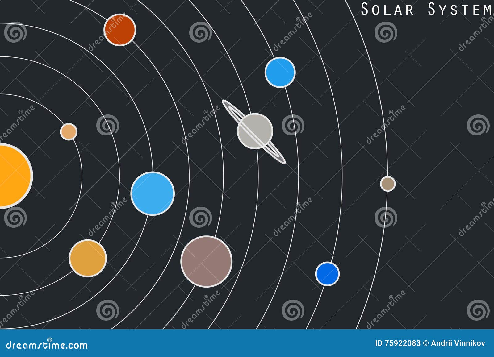 The Planets of the Solar System Illustration in Original Style. Stock ...