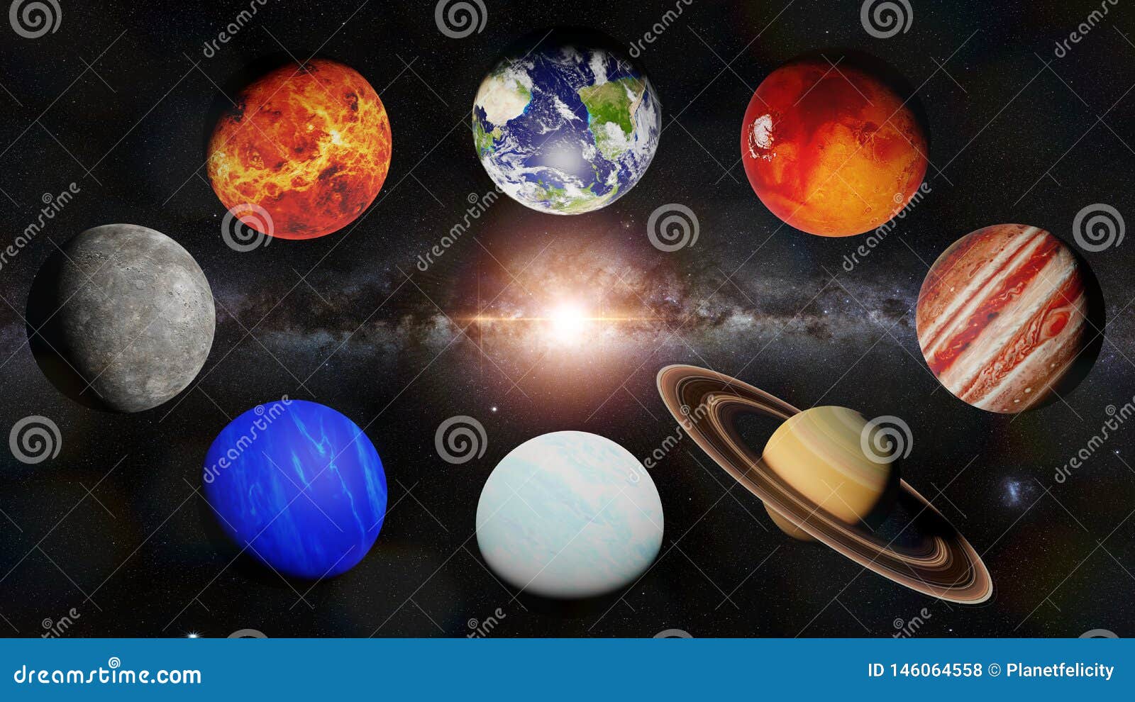 The Planets of the Solar System Lit by the Sun 3d Science Render ...