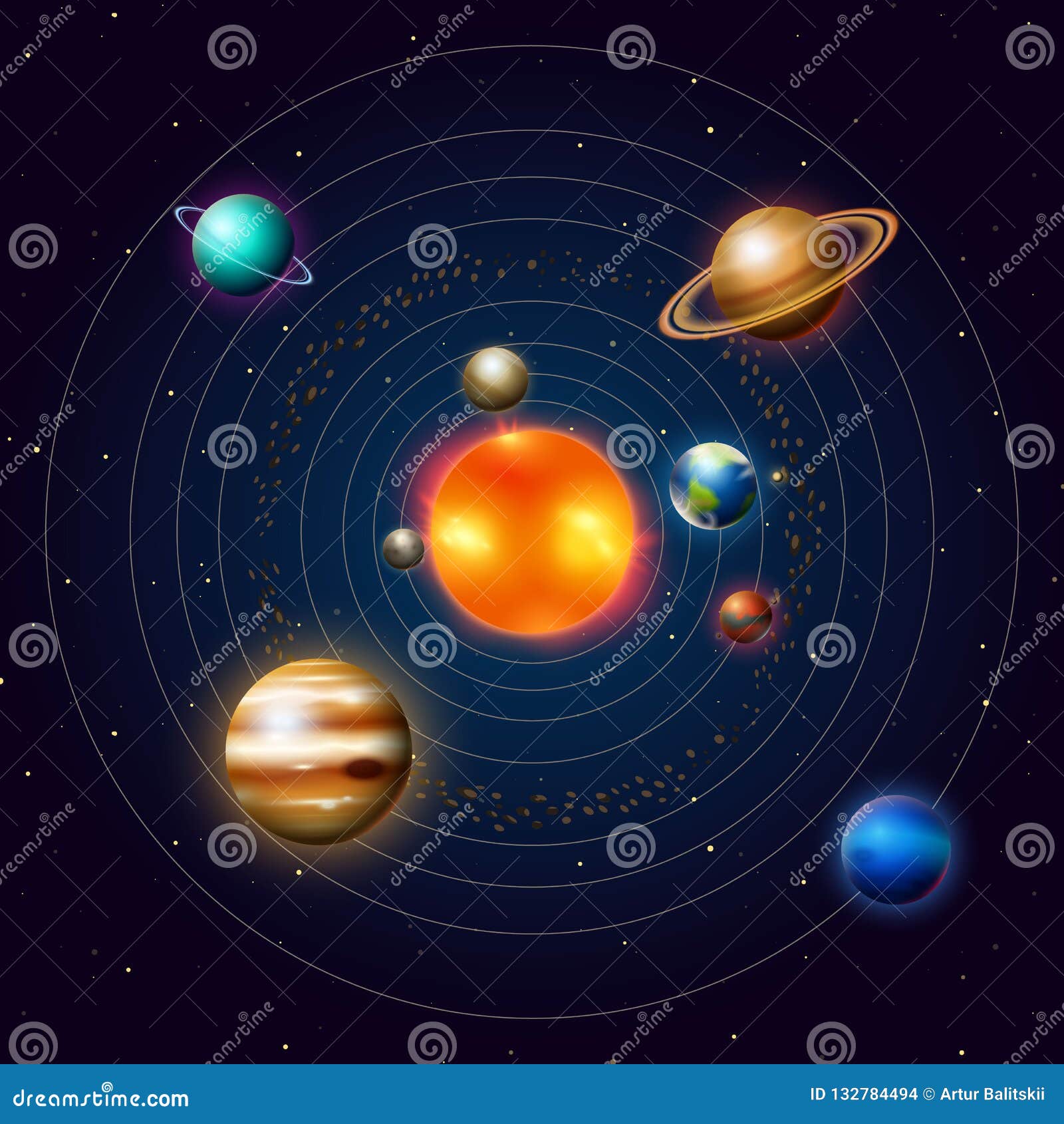 Planets of the Solar System or Model in Orbit. Milky Way Stock Vector ... Planets of the Solar System or Model in Orbit. Milky Way Stock Vector ...