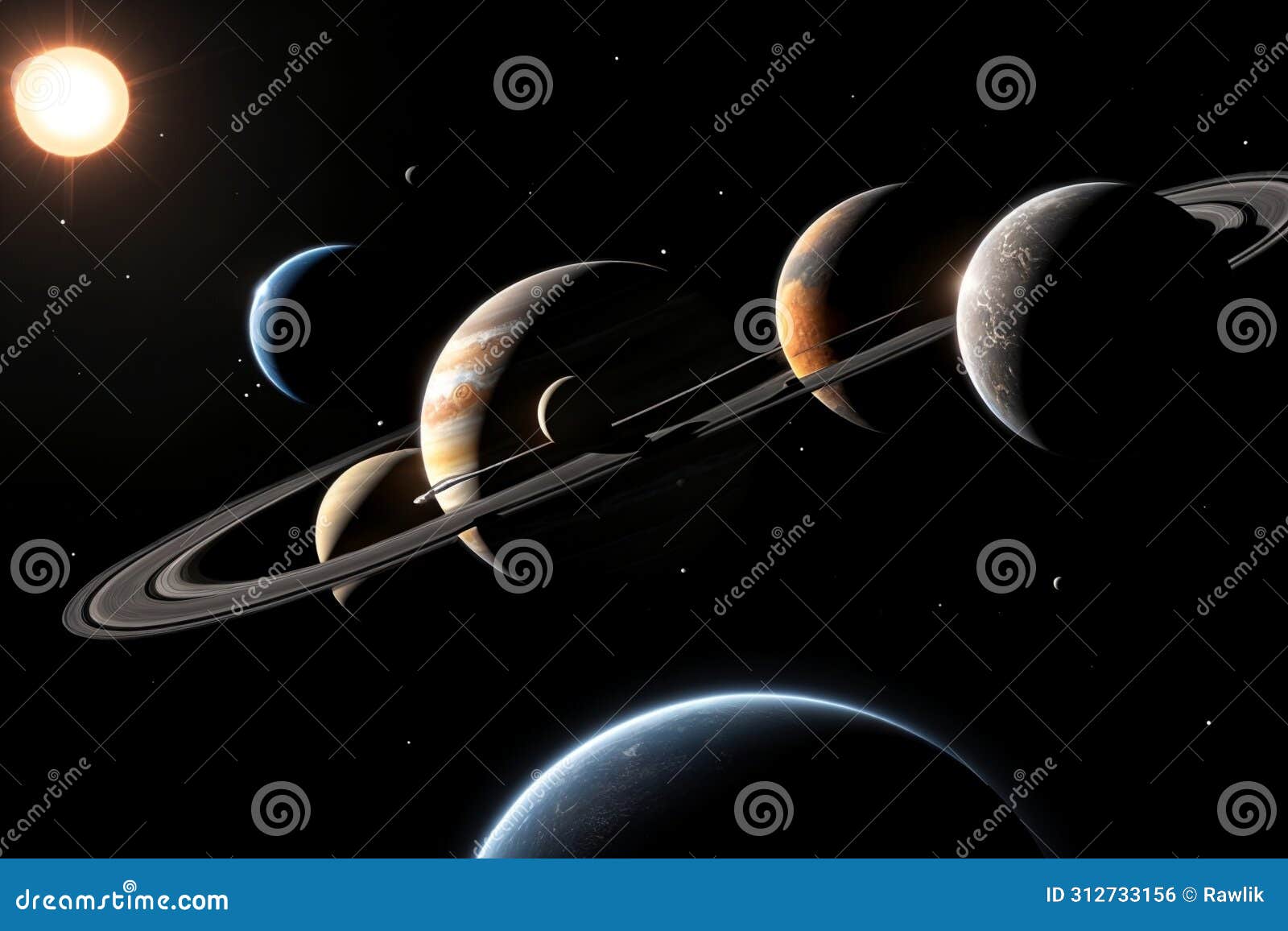 Planets in the Solar System Orbiting Around the Sun Stock Photo - Image ...
