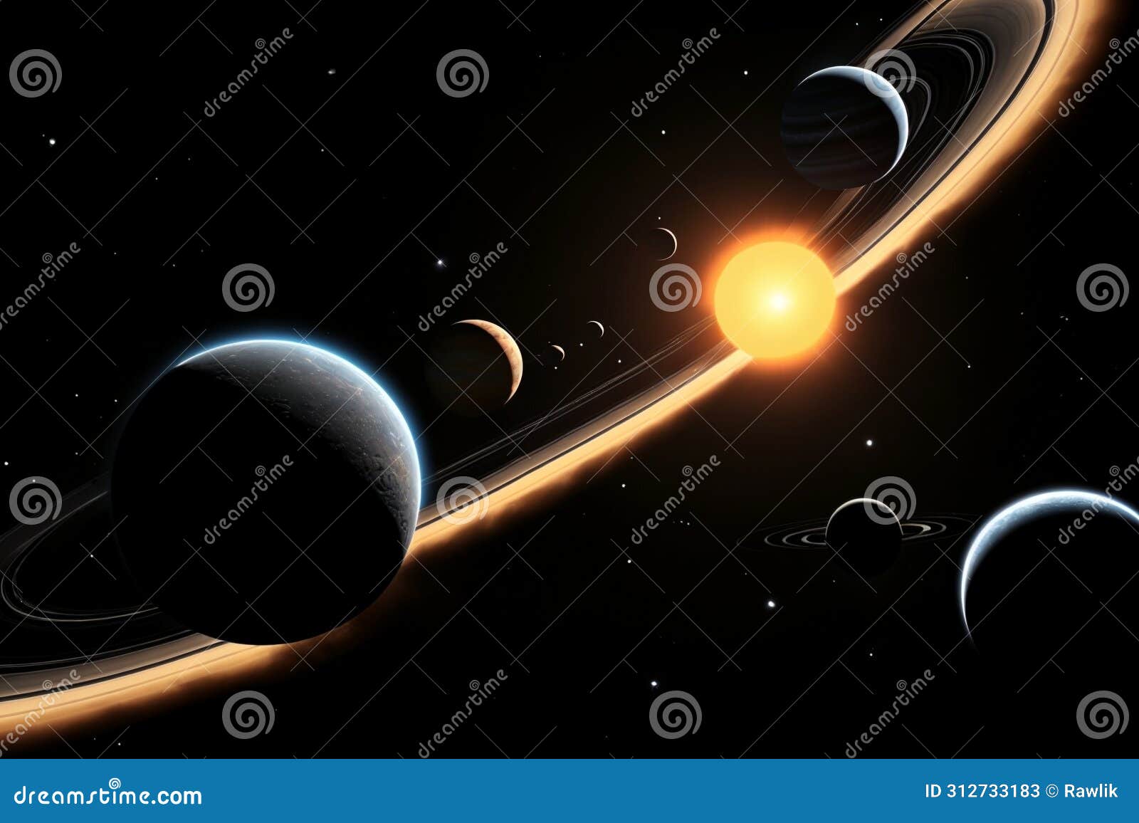 Planets in the Solar System Orbiting Around the Sun Stock Image - Image ...