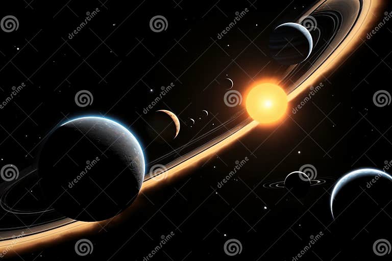 Planets in the Solar System Orbiting Around the Sun Stock Image - Image ...