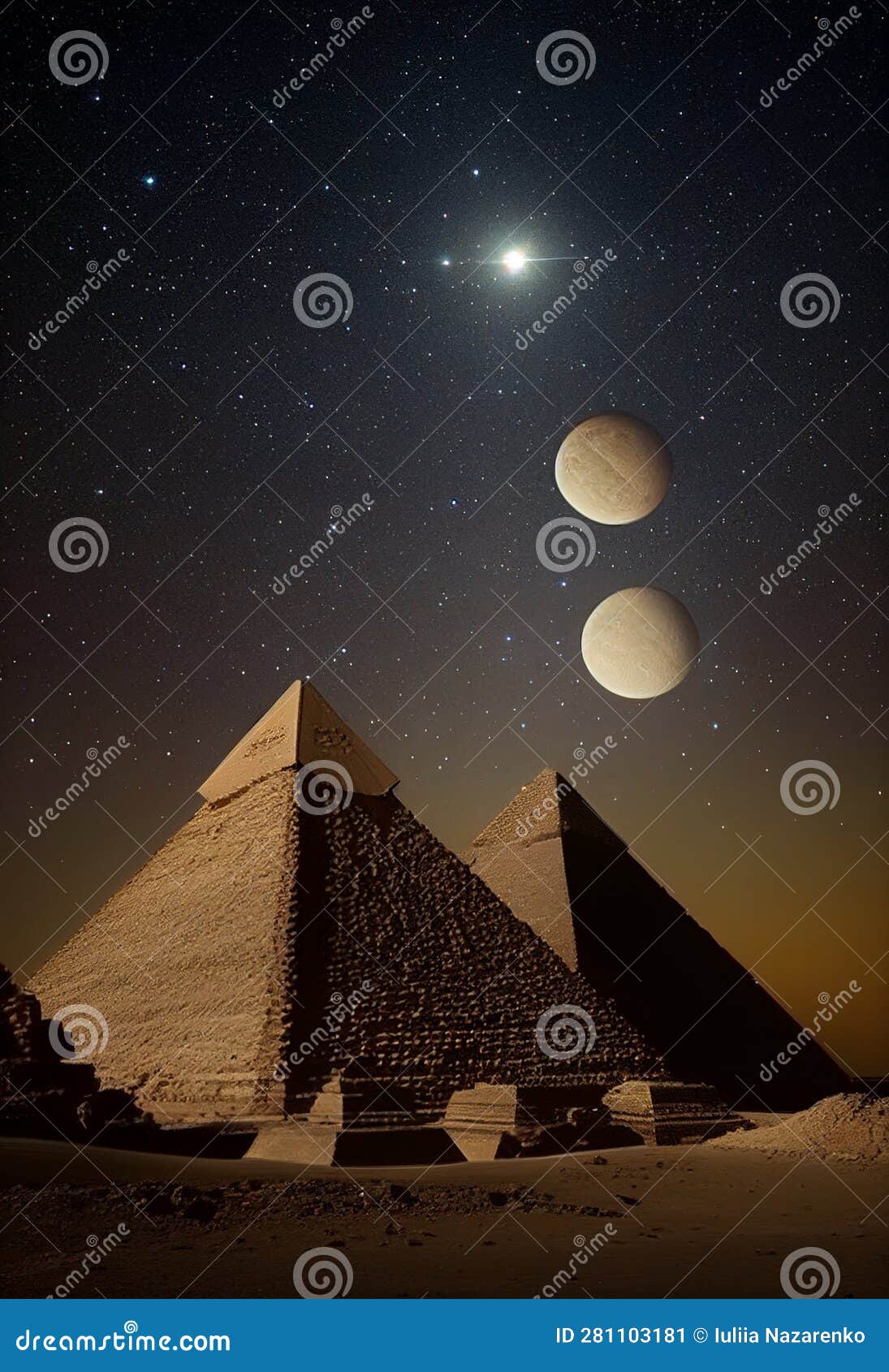 Planets of the Solar System Over the Pyramids of Giza. AI Generated ...