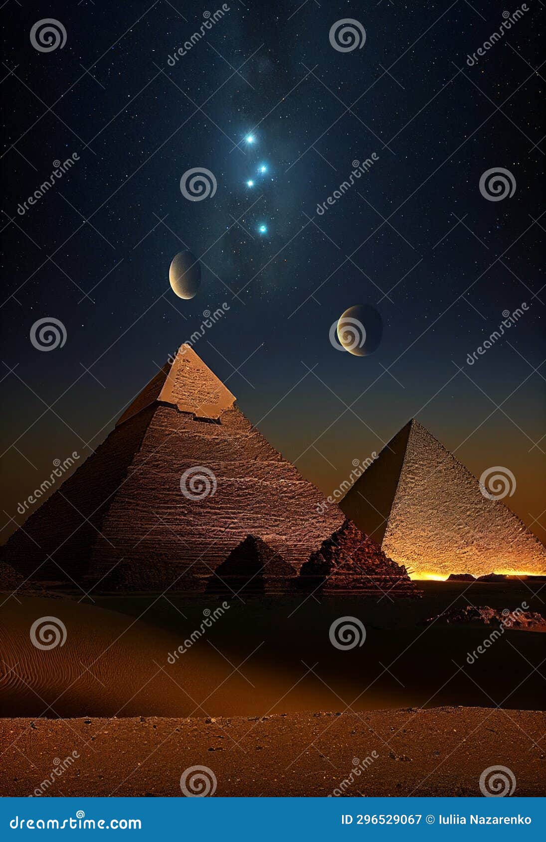 Planets of the Solar System Over the Pyramids of Giza. AI Generated ...