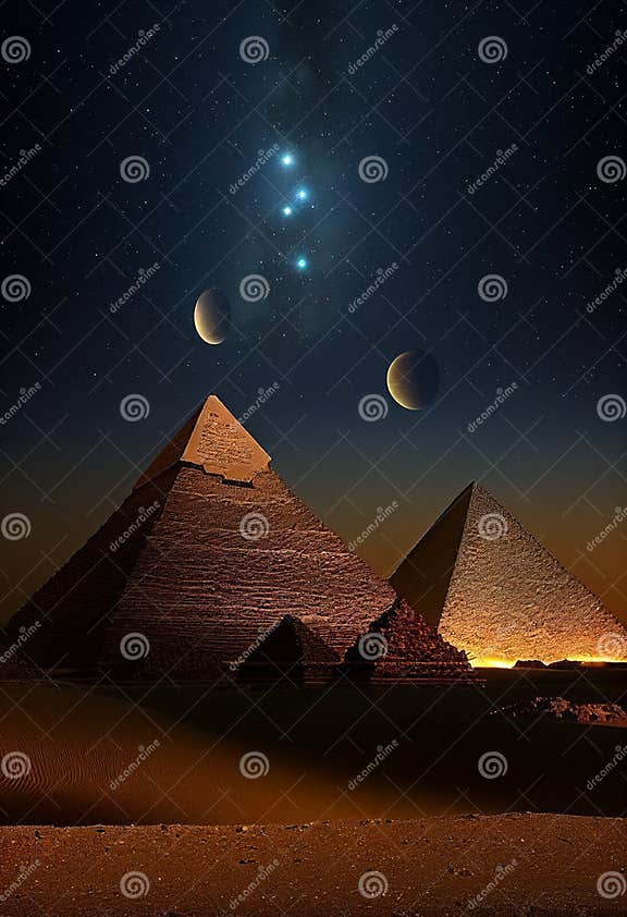 Planets of the Solar System Over the Pyramids of Giza. AI Generated ...