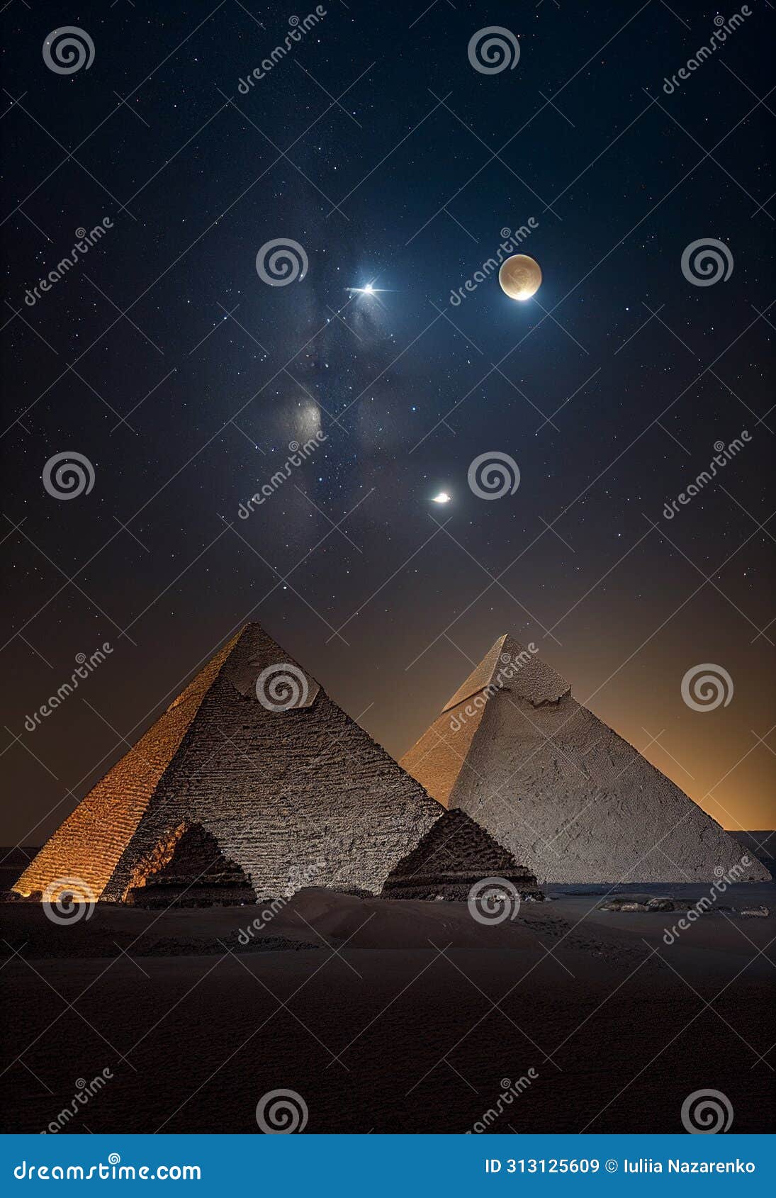 Planets of the Solar System Over the Pyramids of Giza. AI Generated ...
