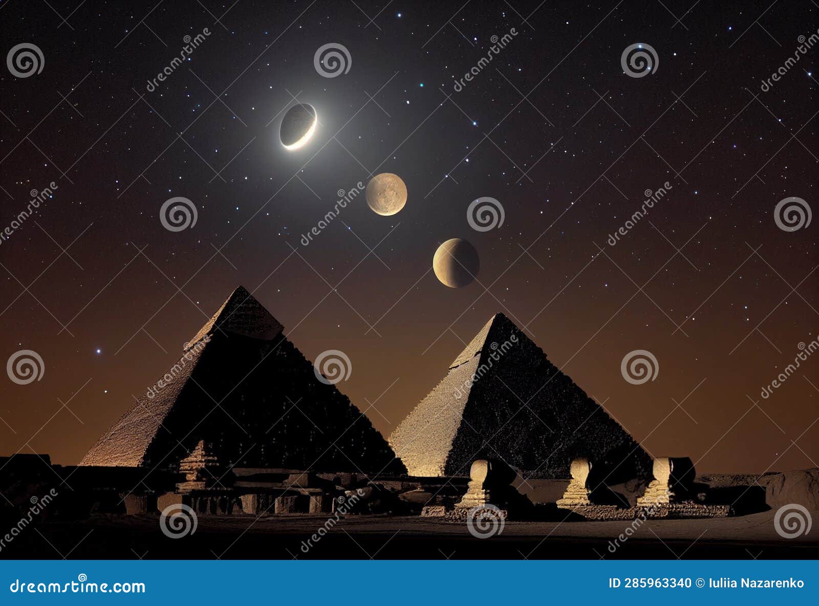 Planets of the Solar System Over the Pyramids of Giza. AI Generated ...