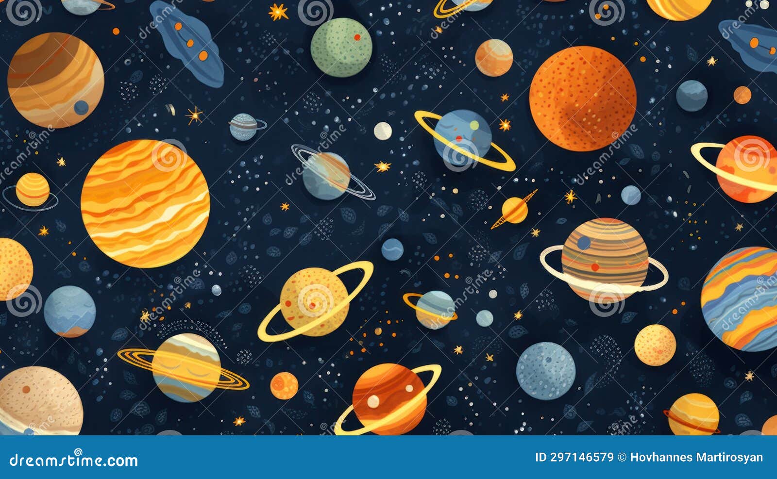 Planets. Solar System Pattern. Sun. Moon. Made with Generative AI Stock ...