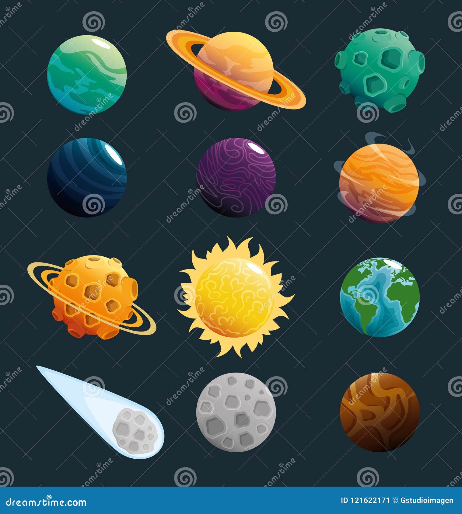 Planets of the Solar System Scene Stock Vector - Illustration of ...