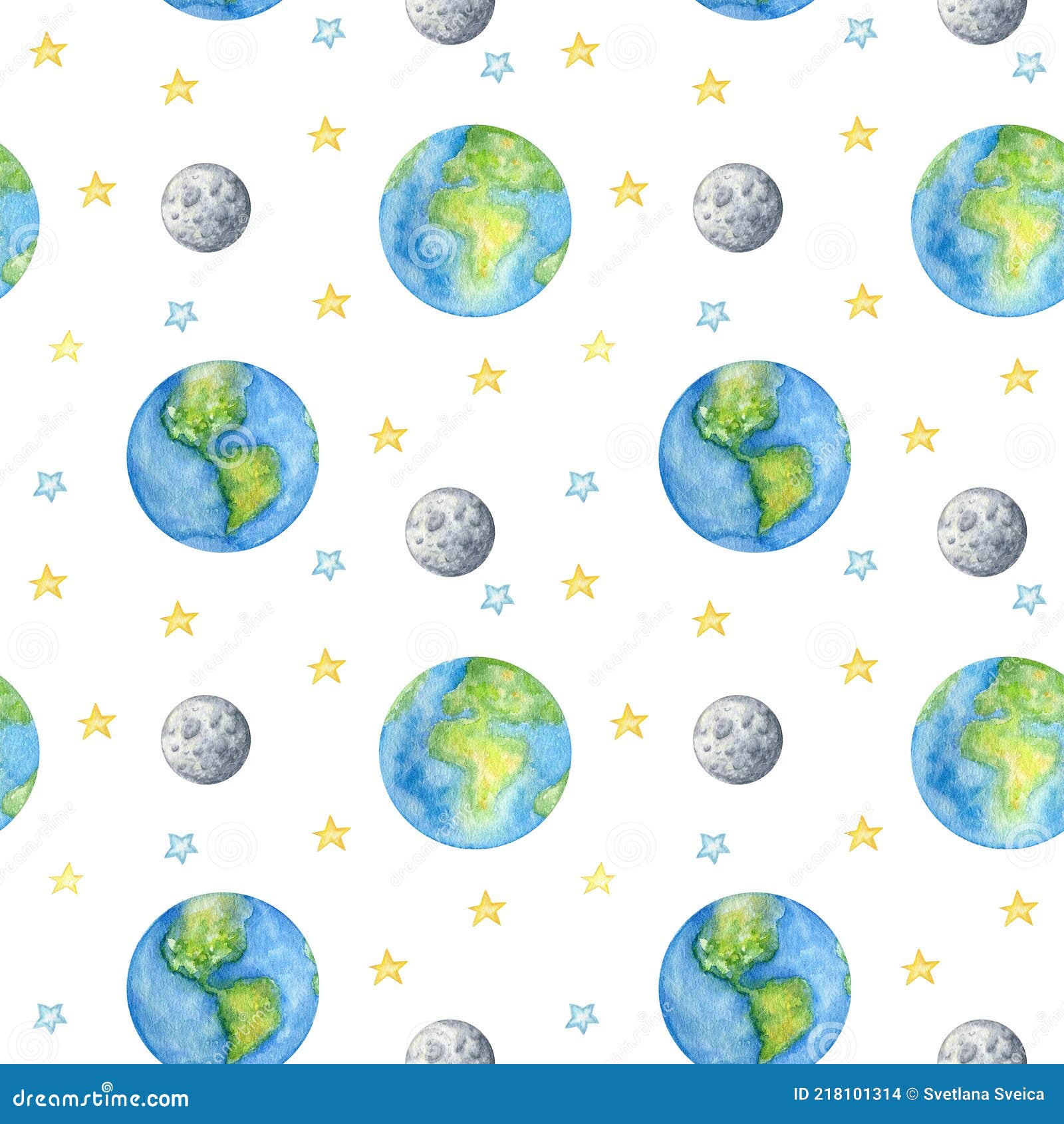 Planets of the Solar System Seamless Pattern. Outer Space Planet ...