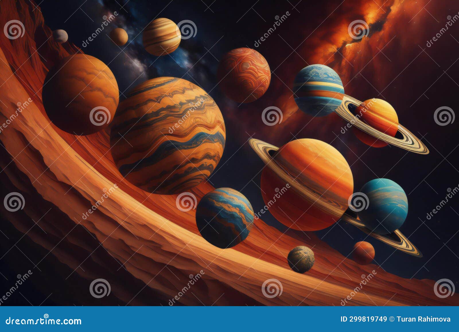 Planets of the Solar System. Solar System. Cosmos Art Stock Image ...
