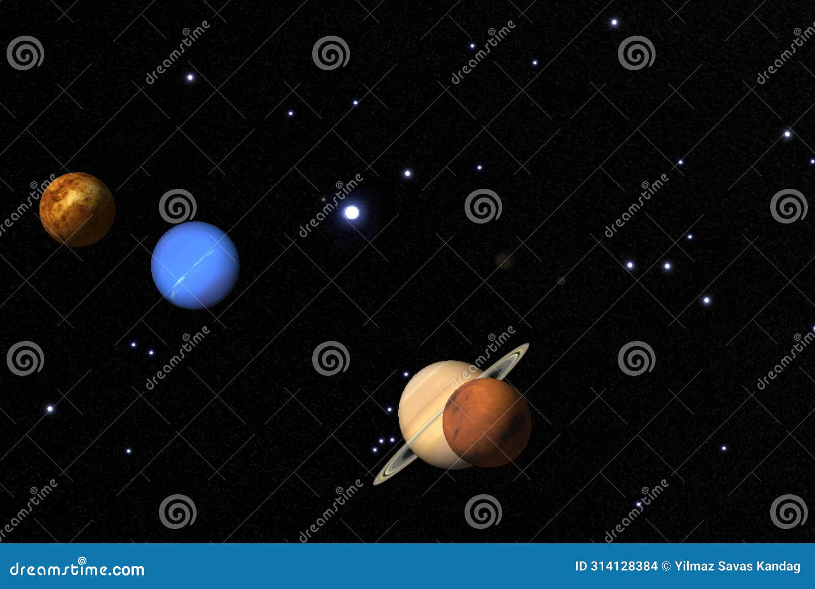 Planets of the Solar System in Space Against the Starry Sky.Planets of ...