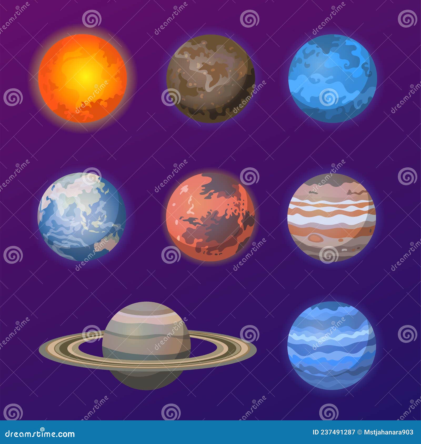 Planets of Solar System Vector Illustrations Set Stock Vector ...