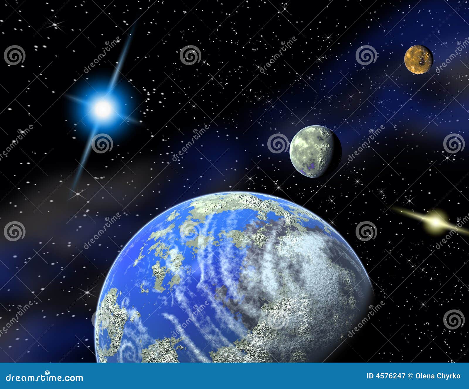 Planets in a space. stock illustration. Illustration of orbit - 4576247