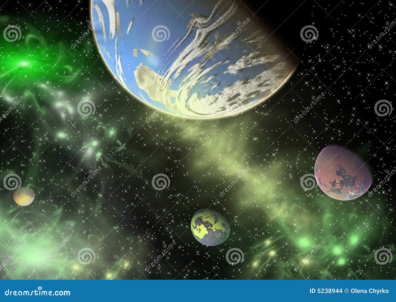 Planets in a space. stock illustration. Illustration of cosmos - 5238944