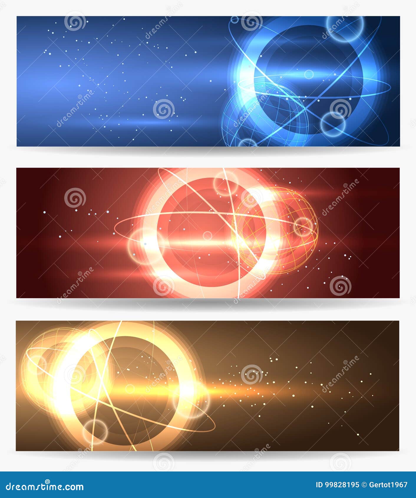 Planet in Space Banners Set Stock Vector - Illustration of advertising ...