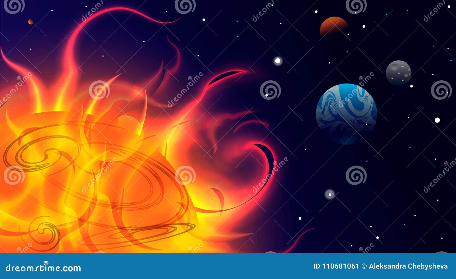 Planets in Space. Bright Sunlight in the Cosmos. Beautiful Planets on ...