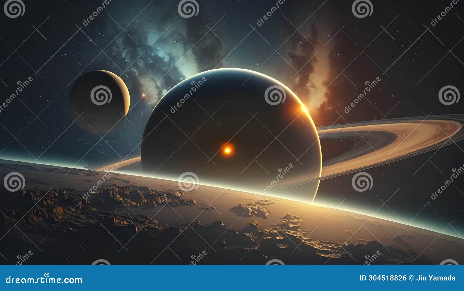 Planets in Space. Science Fiction Stock Illustration - Illustration of ...