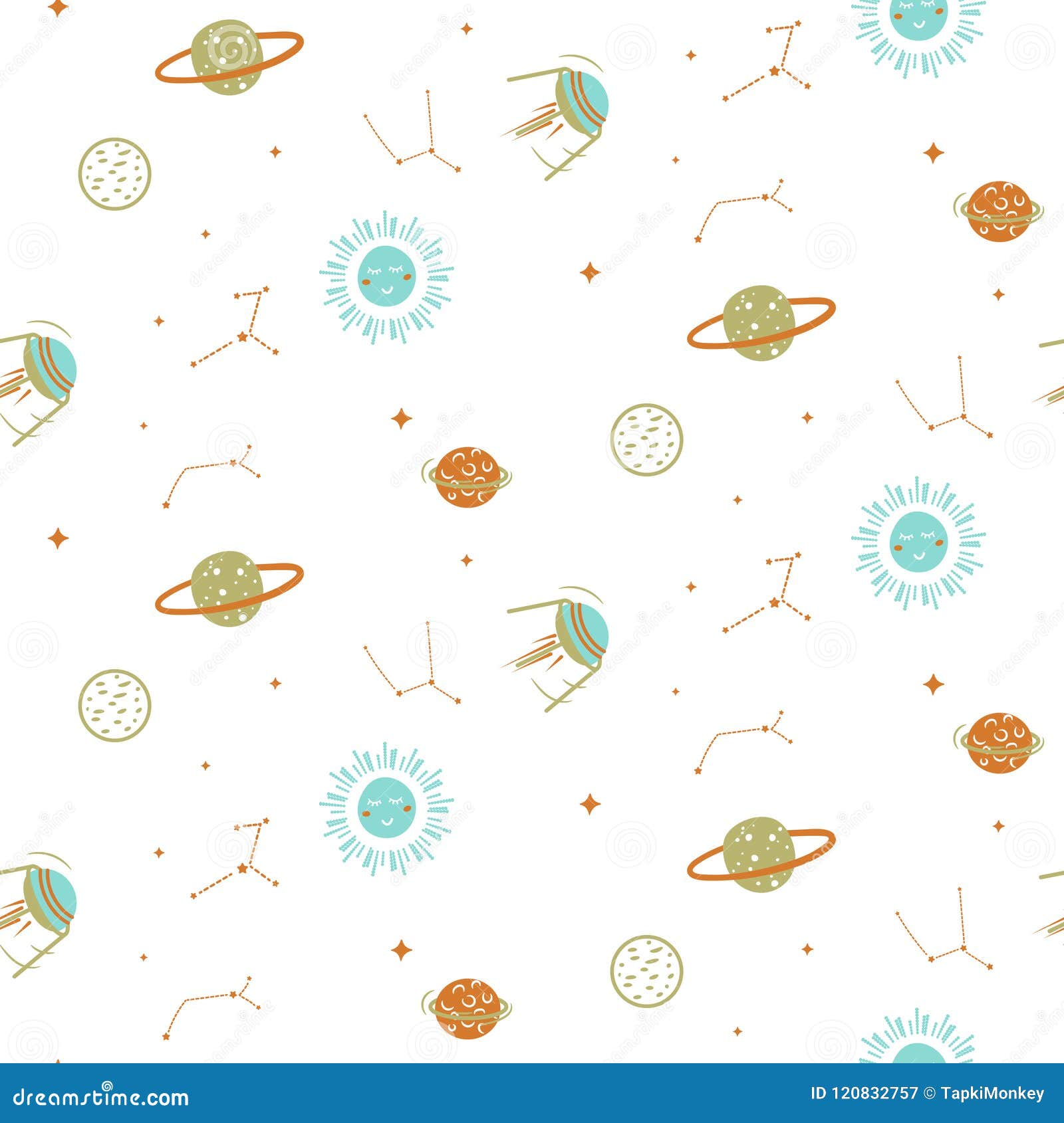 Planets in Space Seamless Vector Cute Pattern.. Stock Vector ...