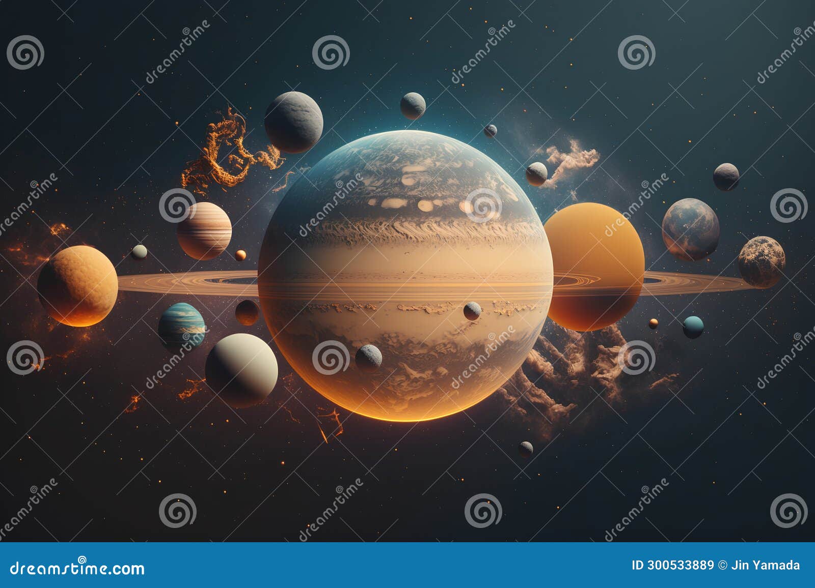 Planets in Space. Solar System. Cosmos Art Stock Illustration ...
