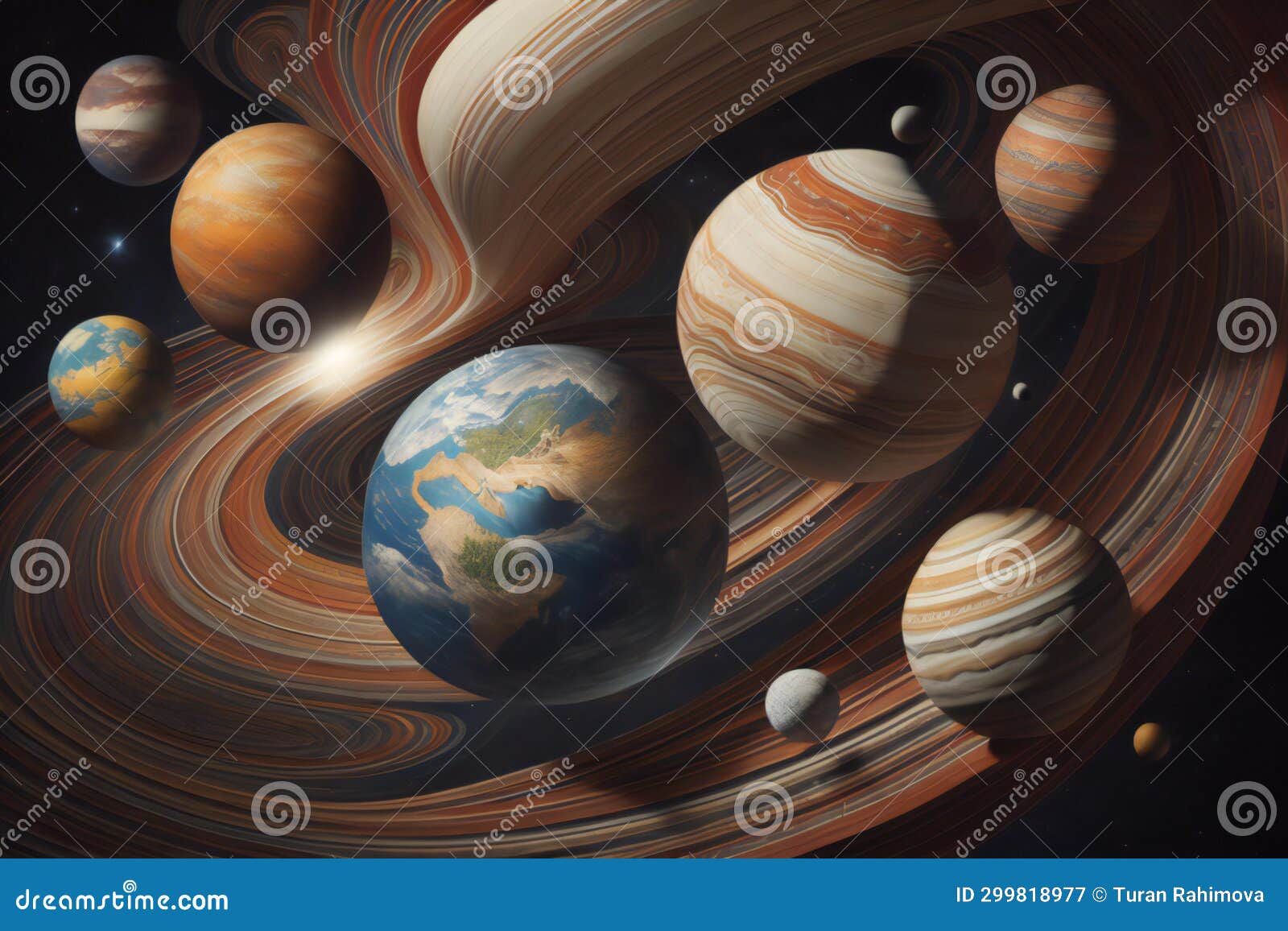 Planets in Space. Solar System. Cosmos Art Stock Image - Image of ...