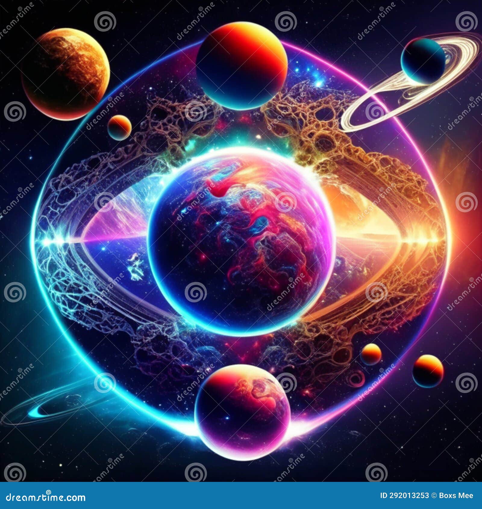 Planets in Space. Solar System. Solar System. Cosmos Art Stock ...
