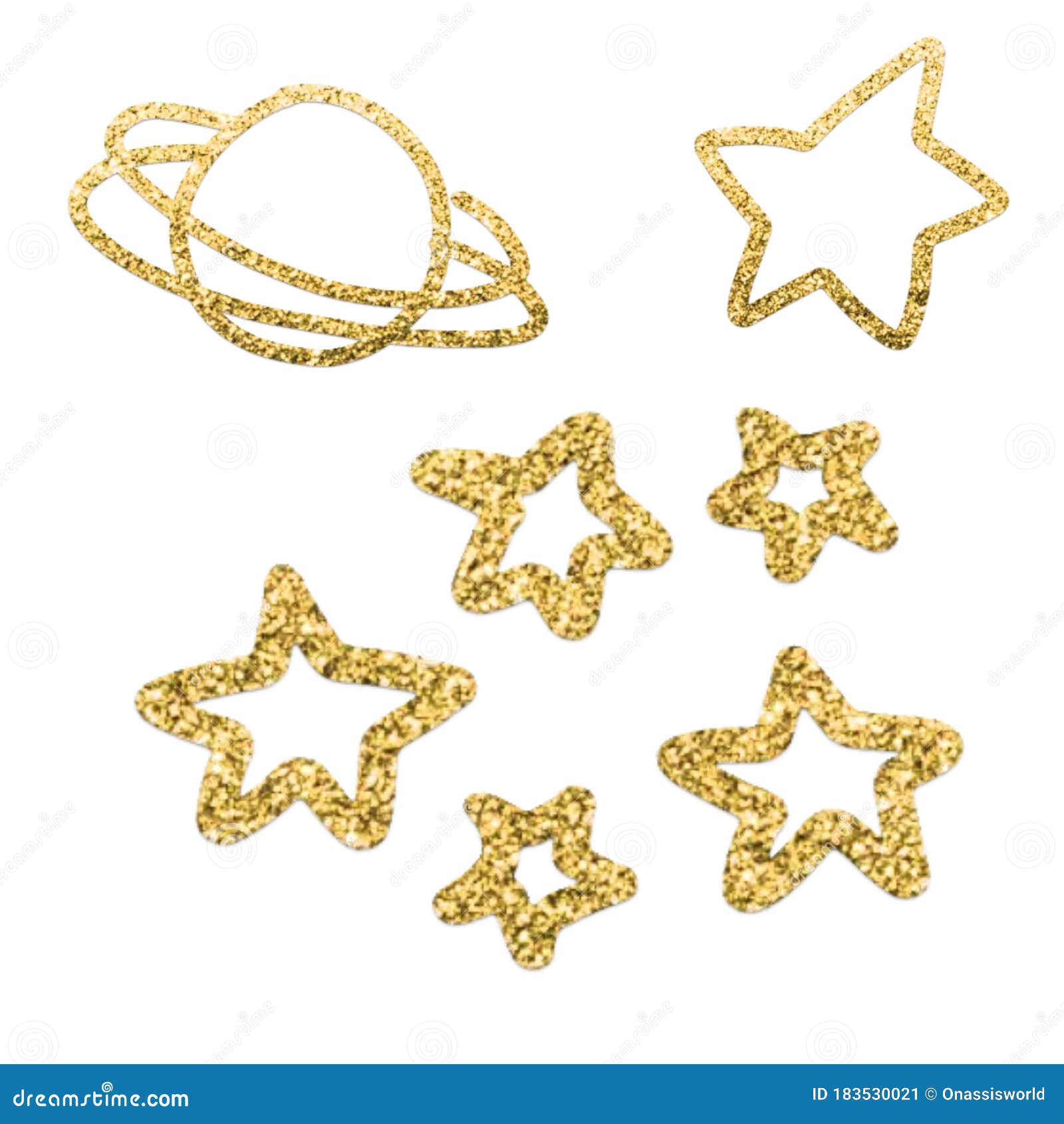 Planets Space Stars Gold Illustration Stock Image - Image of gold ...