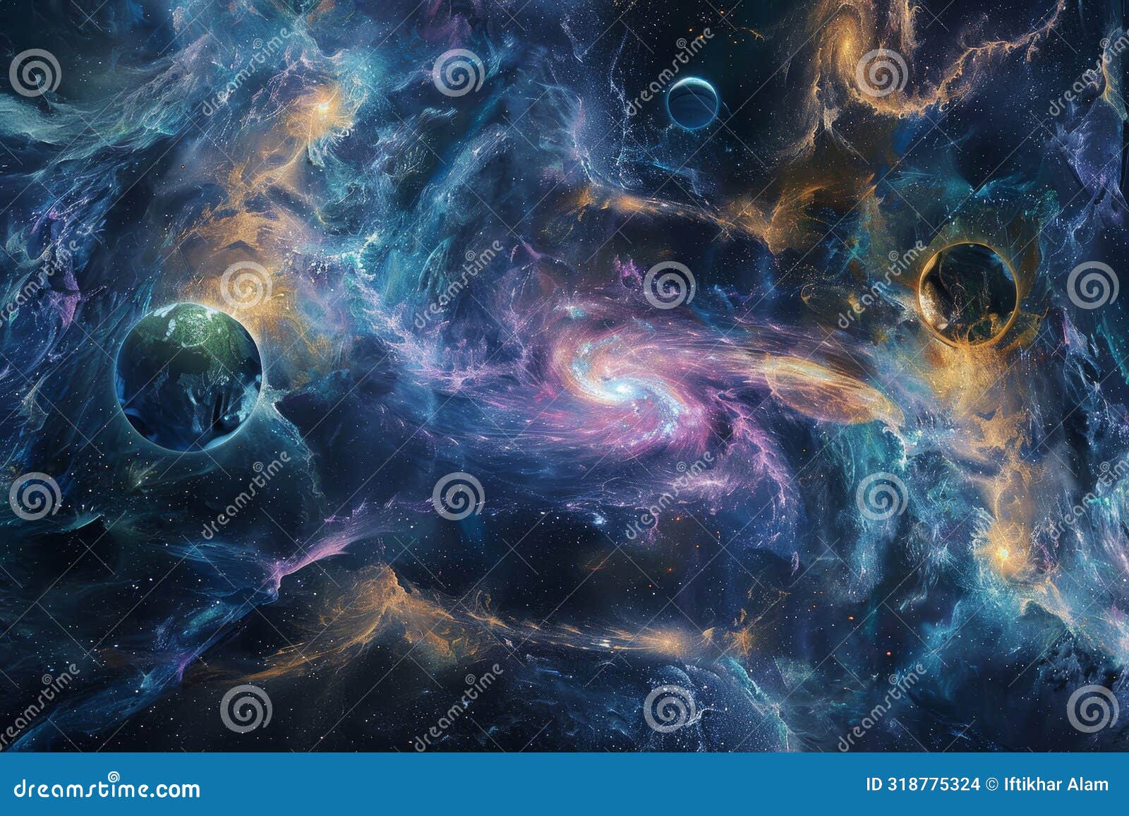 Planets and Stars in a Cosmic Dance in Deep Space, Celestial Bodies ...