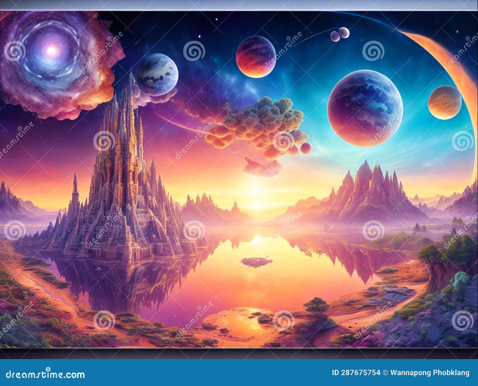 Planets Stars Cosmic Patterns that Theme, Generative Ai Stock ...