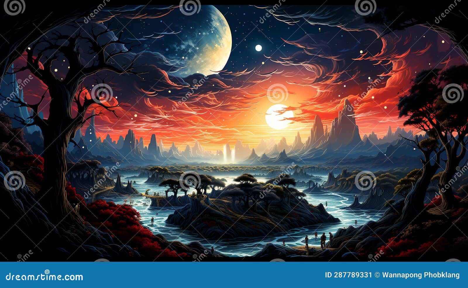 Planets Stars Cosmic Space Landscape, Generative Ai Stock Illustration ...