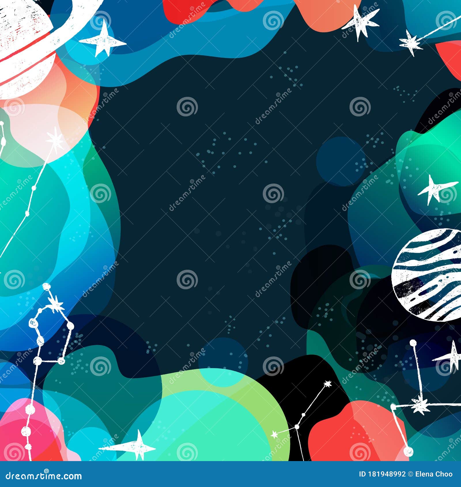 Planets Stars Hand Drawn Art Backdrop Vector Stock Vector ...
