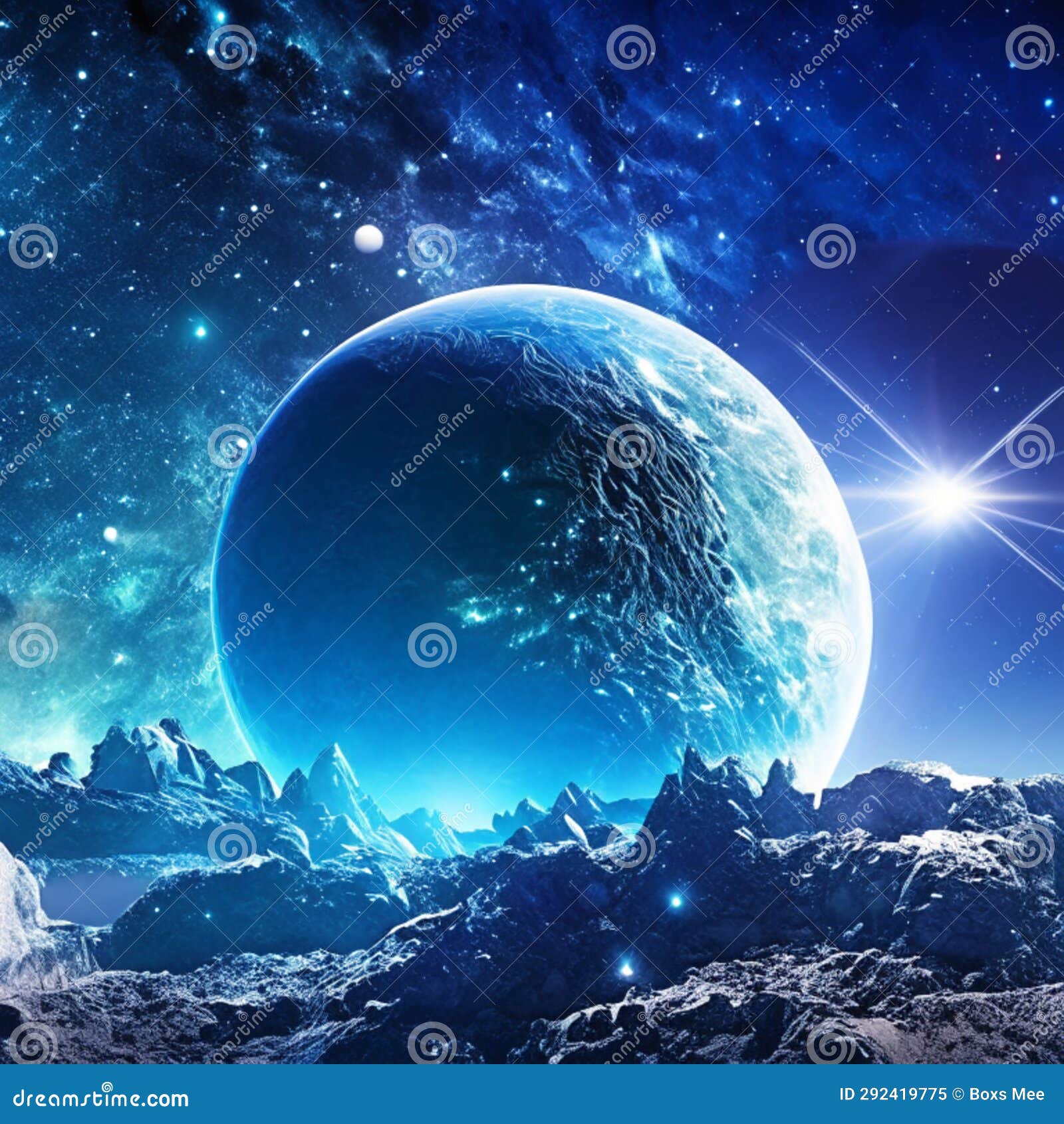 Planets and Stars in Outer Space. Science Fiction Wallpaper Stock ...