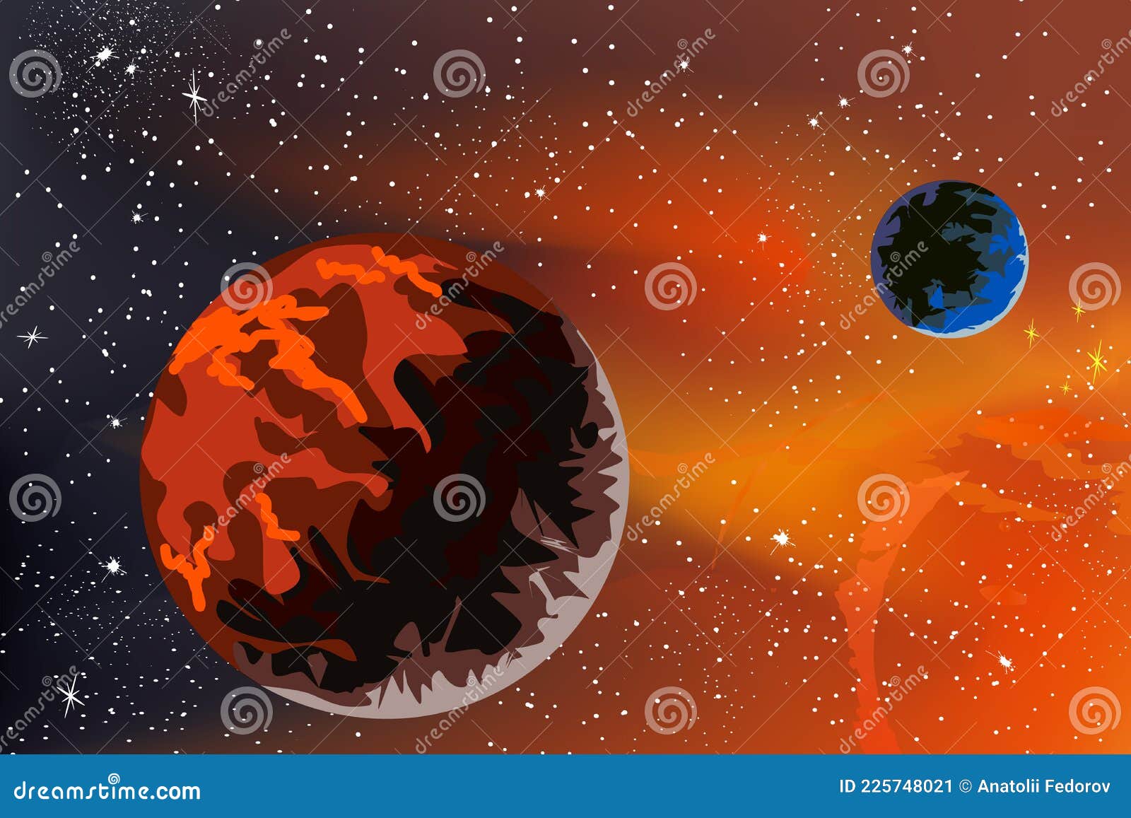 Planets and Stars in the Solar System. Stock Vector - Illustration of ...