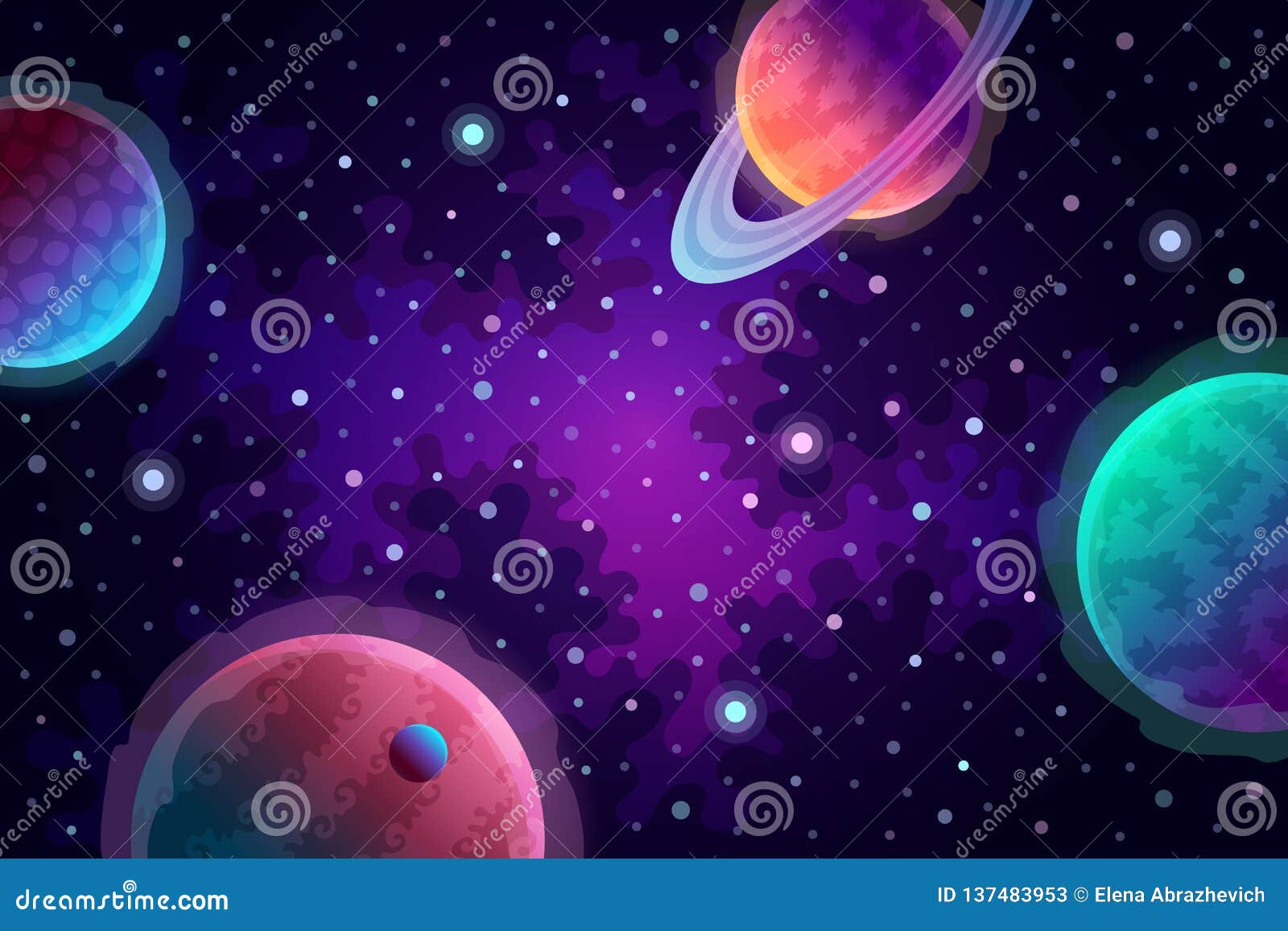 Planets and stars in space stock vector. Illustration of sparkle ...