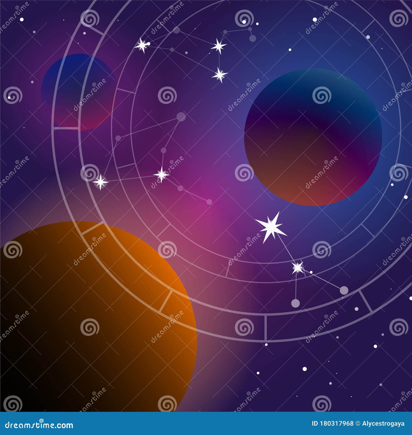 Planets System Vector Illustration Template on Gradient Backgroud Natal ...