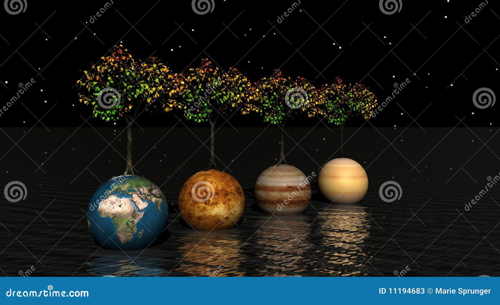 Planets and trees stock illustration. Illustration of jupiter - 11194683